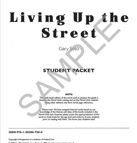 Living Up the Street Novel Units® Student Packet Novel Study | TPT