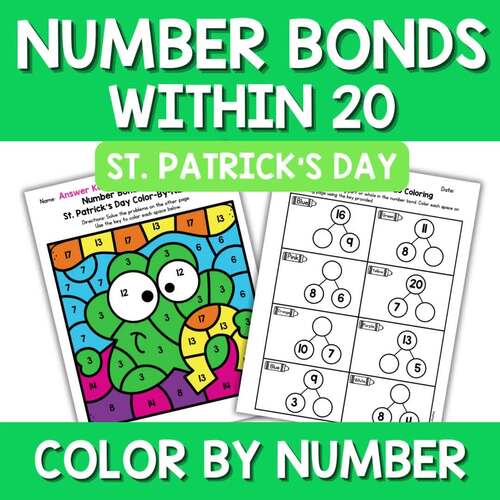St Patricks Day Color by Number Number Bonds within 20 Part Part Whole ...