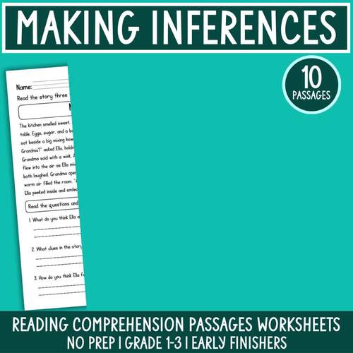 Making Inference Reading Comprehension, Inferencing Passages Questions ...