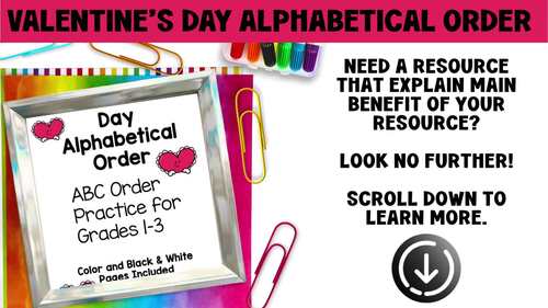 Valentine’s Day Alphabetical Order | ABC Order Practice for Grades 1–3