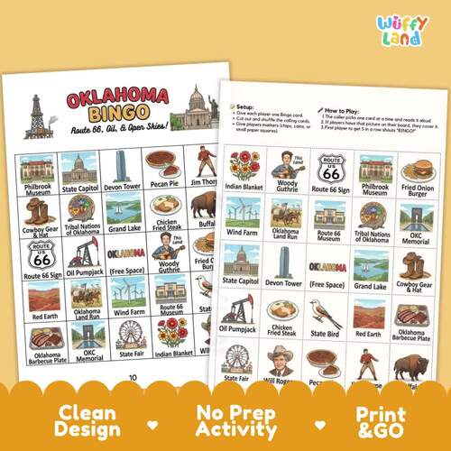 Oklahoma State Geography Bingo Game | US States Research Social Studies ...
