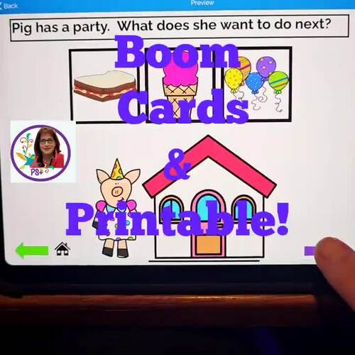 Pig Has A Party Digital Cards Predictable Book Companion | TPT