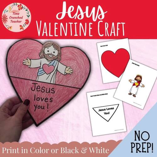Jesus Valentine Pocket Craft | Catholic Valentine Activity | No Prep