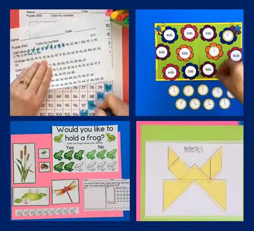 Spring Math Bundle with 100s Charts | Time | Word Problems | 2D shapes ...