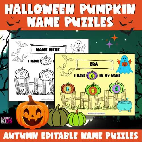 Personalized Halloween Pumpkin Name Puzzles - Fun Fall & Pumpkin Craft ...