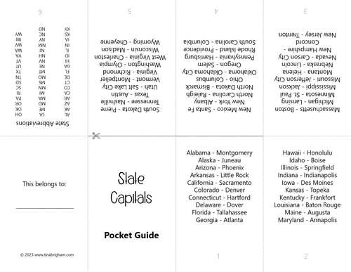State Capitals Mini Book by Tina Brigham | TPT