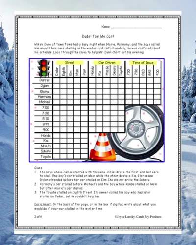 Winter Logic Puzzle or Winter Brain Teaser for High School by Catch My ...