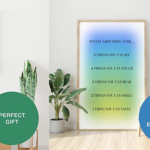 Mindfulness Grounding Poster | 5-4-3-2-1 Anxiety Relief Tool for Classrooms