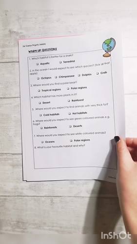 Habitats Biology Research Project Worksheets | Biology Middle School