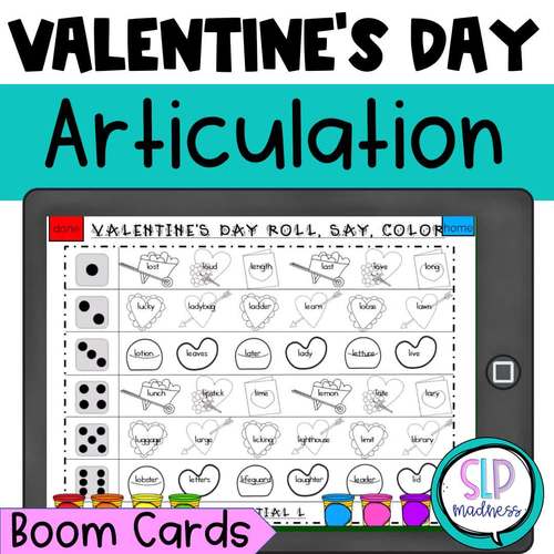 Valentine's Day Articulation Boom Cards l Speech Therapy Articulation Game