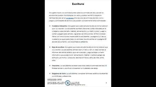 Australian Animals in Spanish Writing Activities 2nd Grade by Pasito a ...