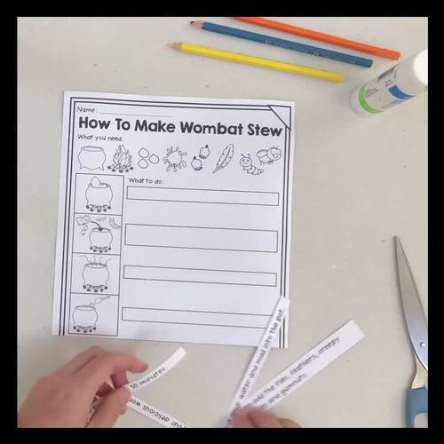 How To Make Wombat Stew | Differentiated Procedure Writing Worksheets