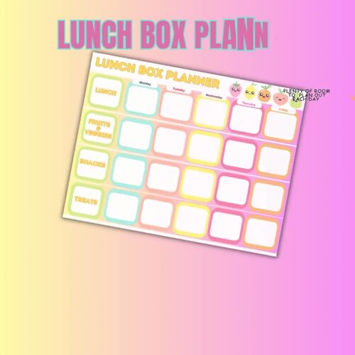Lunch Box Planner and Printable, Meal Planning, Healthy Eating | TPT