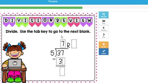Distance Learning 4th Grade Math Test Prep | Long Division Digital Boom ...