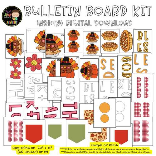 Thankful Vibes Bulletin Board Kit Fall Autumn Turkeys Door Decoration ...