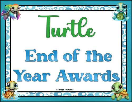 Turtle Student Awards by Cindy's Treasures | TPT