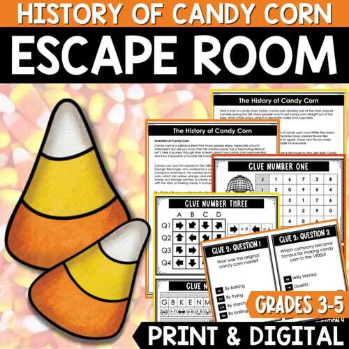 Halloween Digital Escape Room Activity, October Candy Corn Reading ...