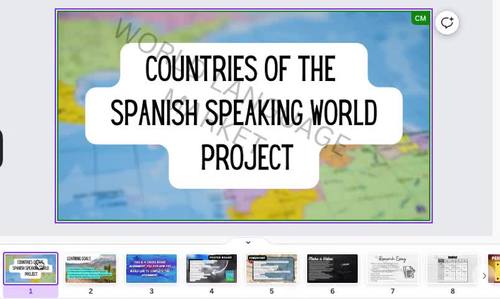 Spanish Country Project Choice Board Presentation Slides & Canva Template
