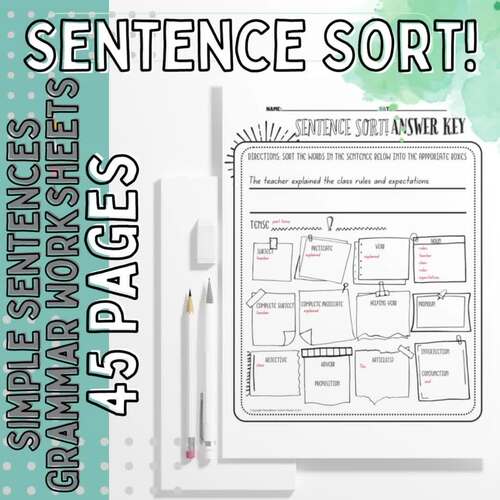 Grammar Activity: Simple Sentences Sentence Sort (English Language Arts ...