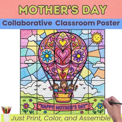 Mother's Day Collaborative Poster Art Activity | May Craft Printable