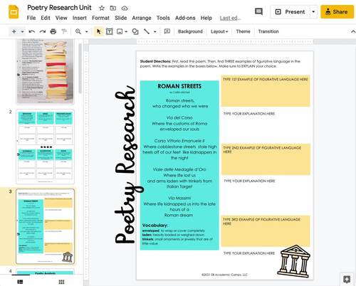 Elements of Poetry: Poetry Research Project - PRINT AND DIGITAL | TPT