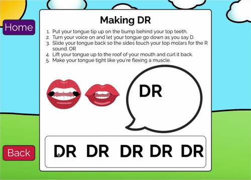 DR D Minimal Pair sentences R Cluster Reduction Boom Cards tongue twister