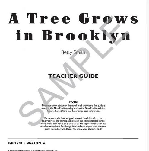 A Tree Grows in Brooklyn Novel Units® Teacher Guide Novel Study | TPT