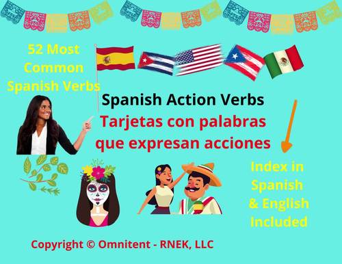 Spanish 52 Most Common Verbs with Index - Easel Activity & Quiz - Fast ...