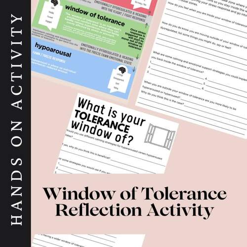 Window of Tolerance Poster and Reflection Autism, Anxiety, Stress ...