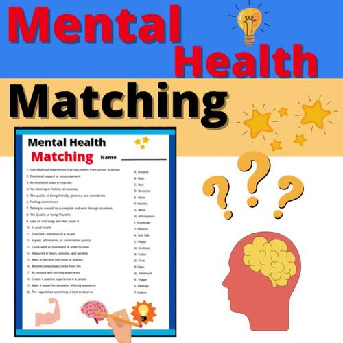 Mental Health SEL Matching Quiz Test Assignment No Prep Morning | TPT
