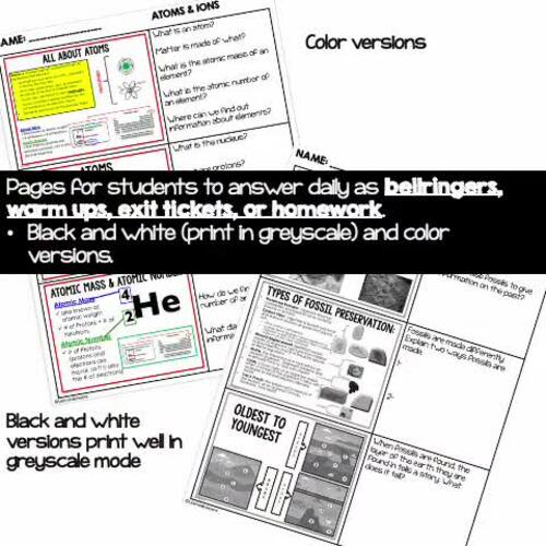 Adaptations Warm Ups Bell Ringers Life Science Warm Ups Life Science ...