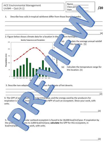 AICE Environmental Management AS Unit#4.1 QUIZ Managing Ecosystems and ...