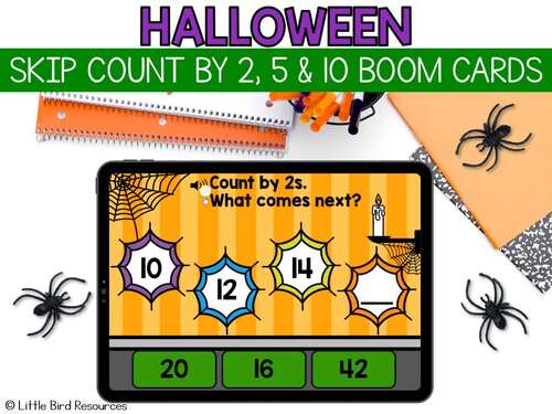 Halloween Skip Counting by 2s 5s 10s to 100 Boom Cards Count by 2 5 10 Game
