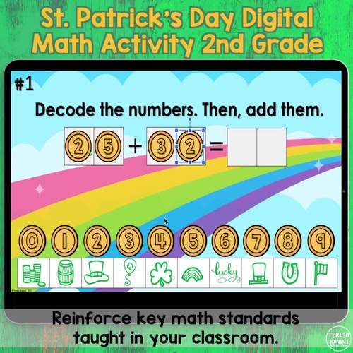 2nd Grade St. Patrick's Day Digital Math Activity & Center Adding ...