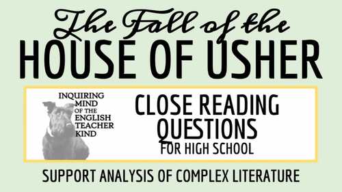 "The Fall of the House of Usher" by Edgar Allan Poe Close Reading Worksheet