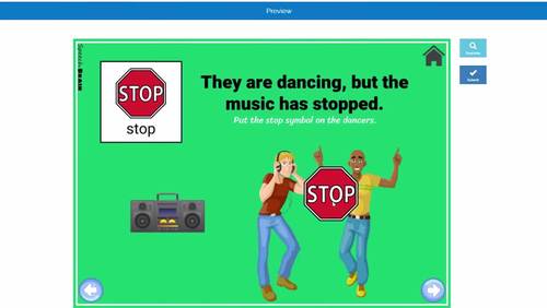 AAC Core Vocabulary Activities STOP Boom Cards for Speech Therapy