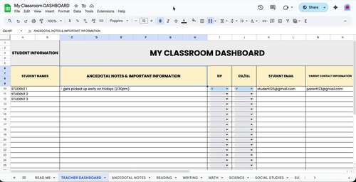 Grade-Book: The Ultimate Classroom Dashboard Resource - Google Sheets