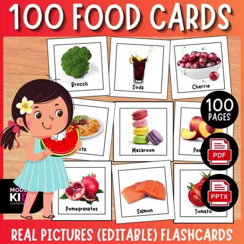 100 Food Cards Real Pictures (Editable) Flashcards by ModernKids ...