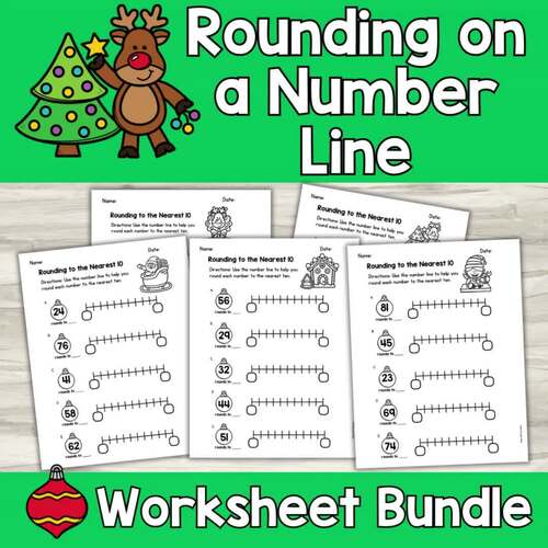 Christmas Rounding to the Nearest Ten on a Number Line | 2 Digit ...