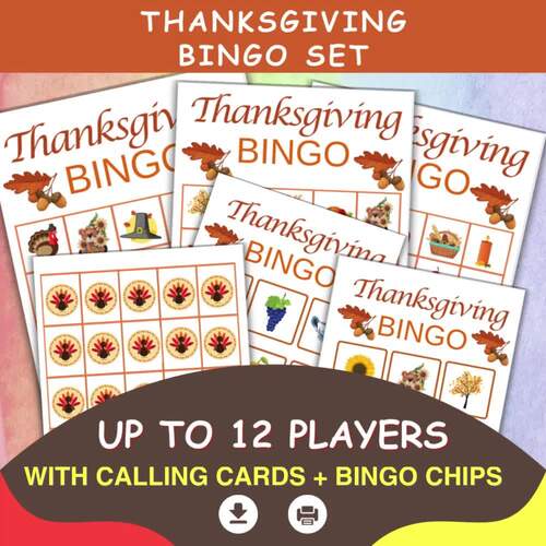Thanksgiving Bingo Game for Families, Kids and Adults | Fall Harvest ...
