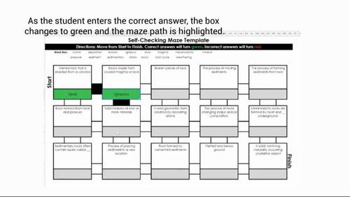 The Rock Cycle Digital and Printable Maze Worksheet for 6th and 7th grade