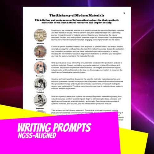 Middle School Science Writing Prompts (NGSS-Aligned) by Dr B Science