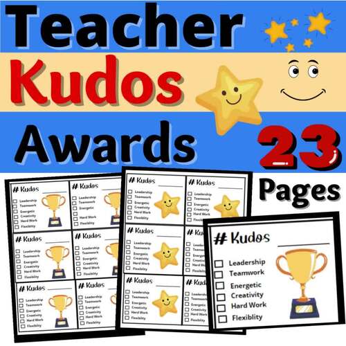 Teacher Kudos Positive Staff Awards Notes Resource PBIS Activity