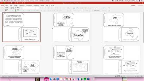 CONTINENTS AND OCEANS FLIPBOOK ACTIVITY W/ MAPS! PRINT AND GO! 2 Versions!