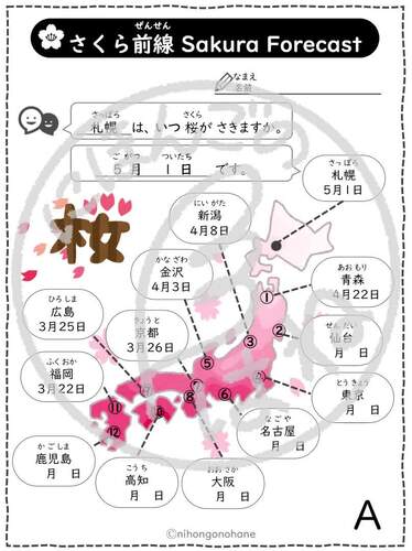 Japanese Date with Sakura Forecast - Information Gap Activity Sheet