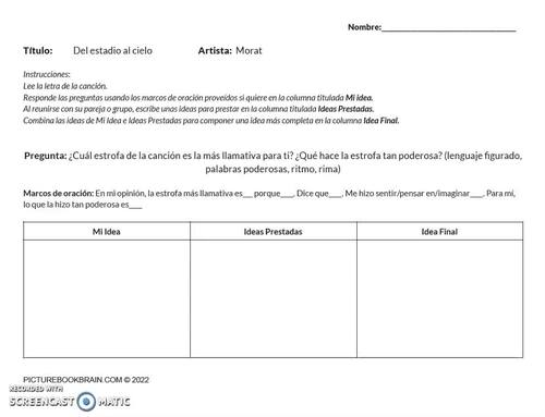 Del Estadio Al Cielo by Morat Spanish Song Study + Google Activities