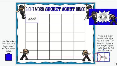 Sight Word Secret Agent Bingo 101-200 Digital Google Slide Versions ...