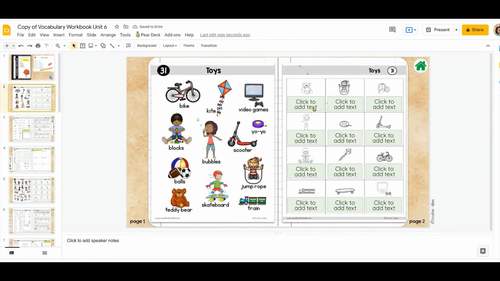 ESL Digital Vocabulary Workbook for Newcomers | Google Slides UNIT 6