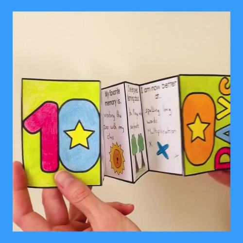 100 Days of School folding writing craft activity 100th Day reflection