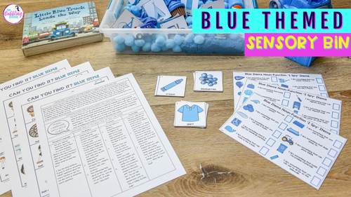 Blue Themed Sensory Bin: Speech Therapy Activity by The Dabbling Speechie